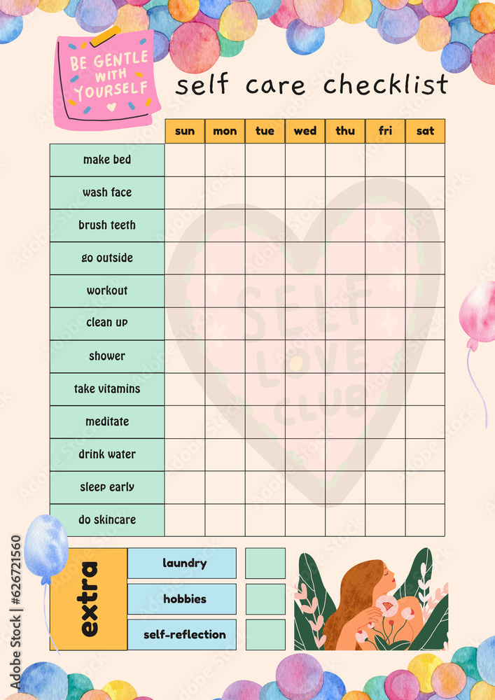 Beautiful Self-Care Checklists Use to Take Care of Your Daily Needs ...