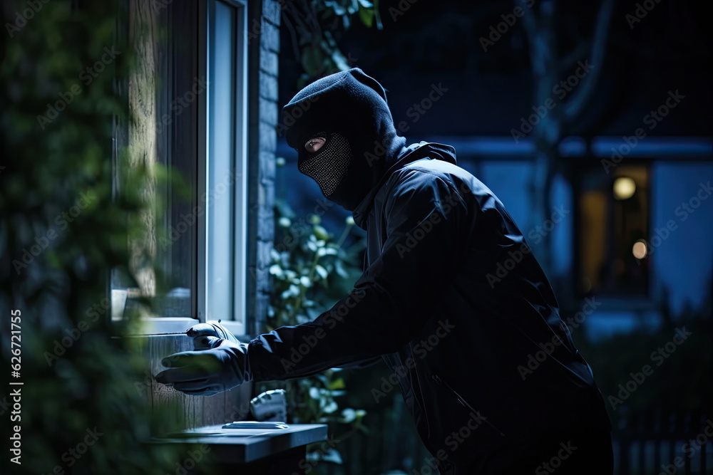 thief into a house, captured by CCTV cameras Stock Photo | Adobe Stock