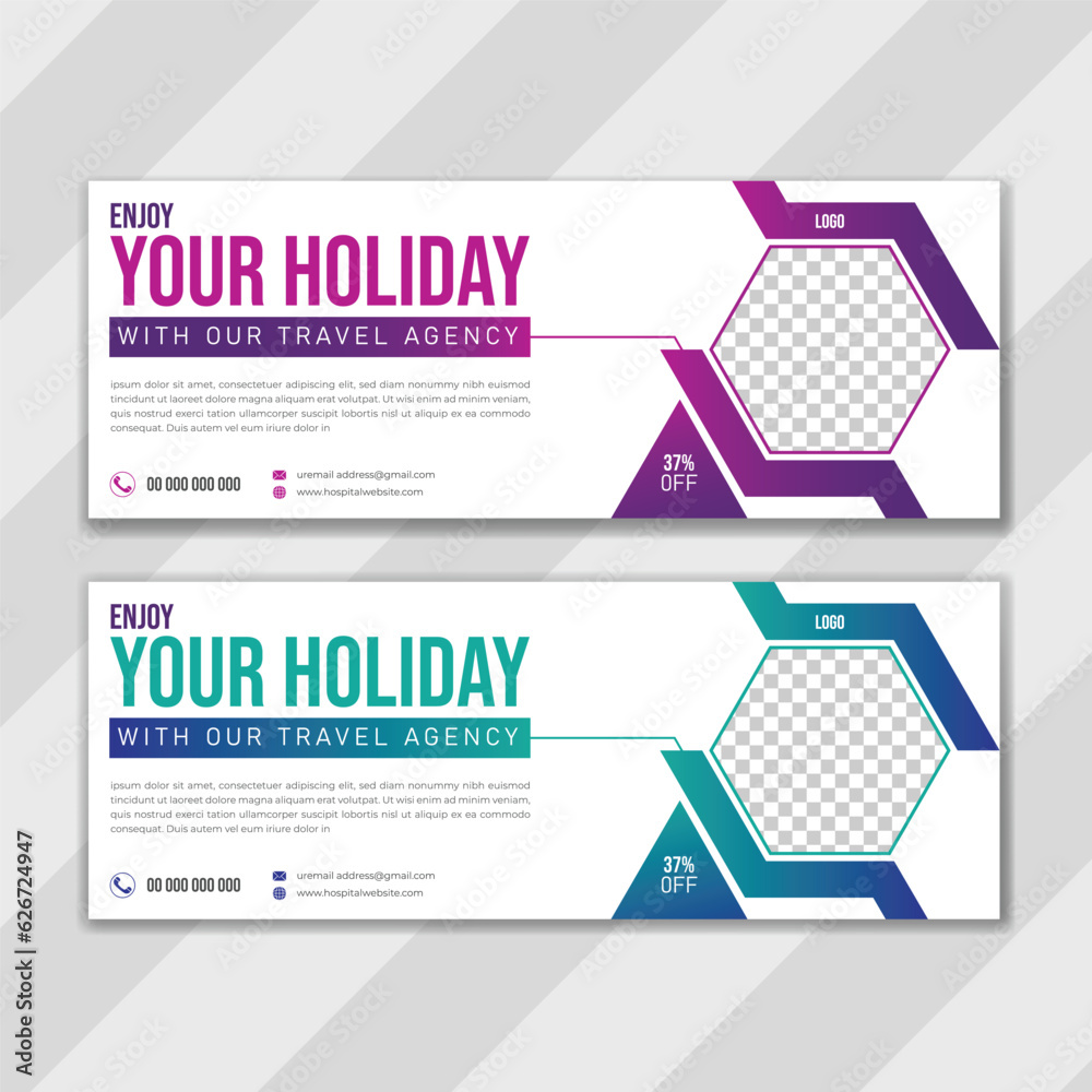 Cover page design for travel agency. Modern design sample for Facebook ...