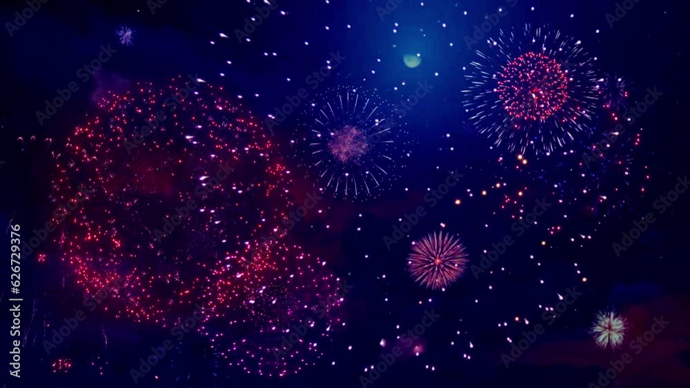 Fireworks Display Starry Night Sky Background. Colorful Beautiful ...