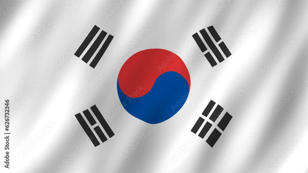 Flag of the South Korea waving animation. looping National South Korea ...