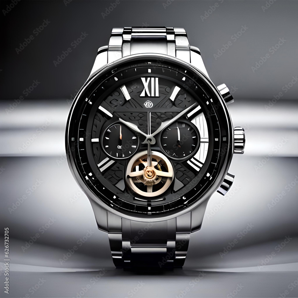 Watch Design Analog Time HD Render 4k Movement With Generative AI Stock ...