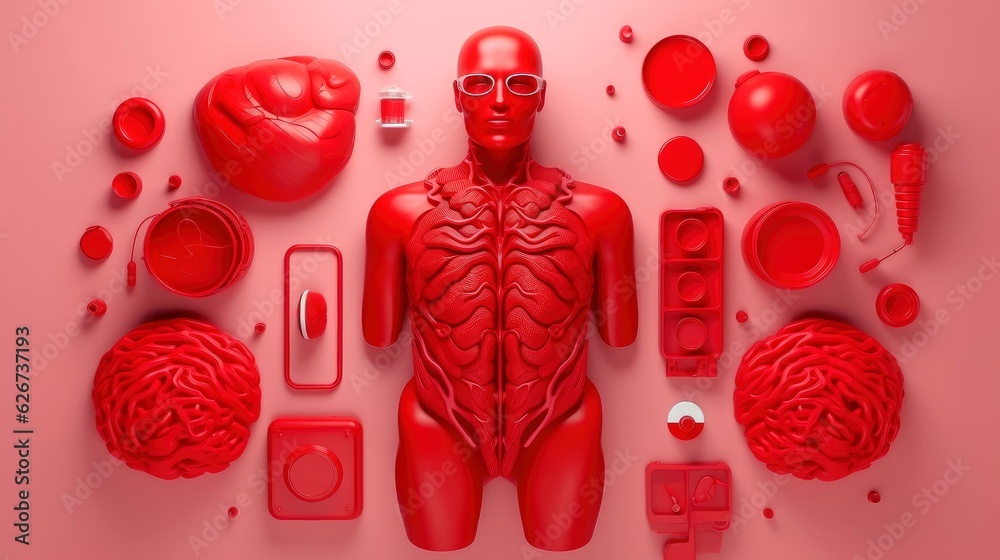 3D illustration of the human organ systems, Human internal organs ...