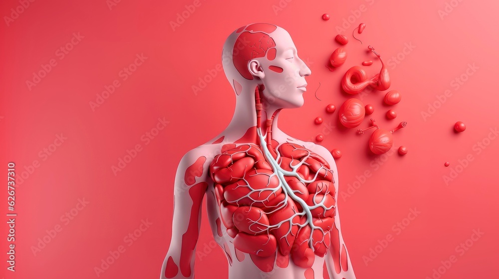 3D illustration of the human organ systems, Human internal organs ...