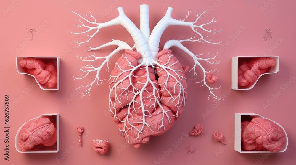 3D illustration of the human organ systems, Human internal organs ...