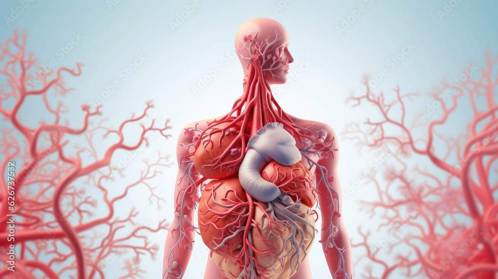 3D illustration of the human organ systems, Human internal organs ...