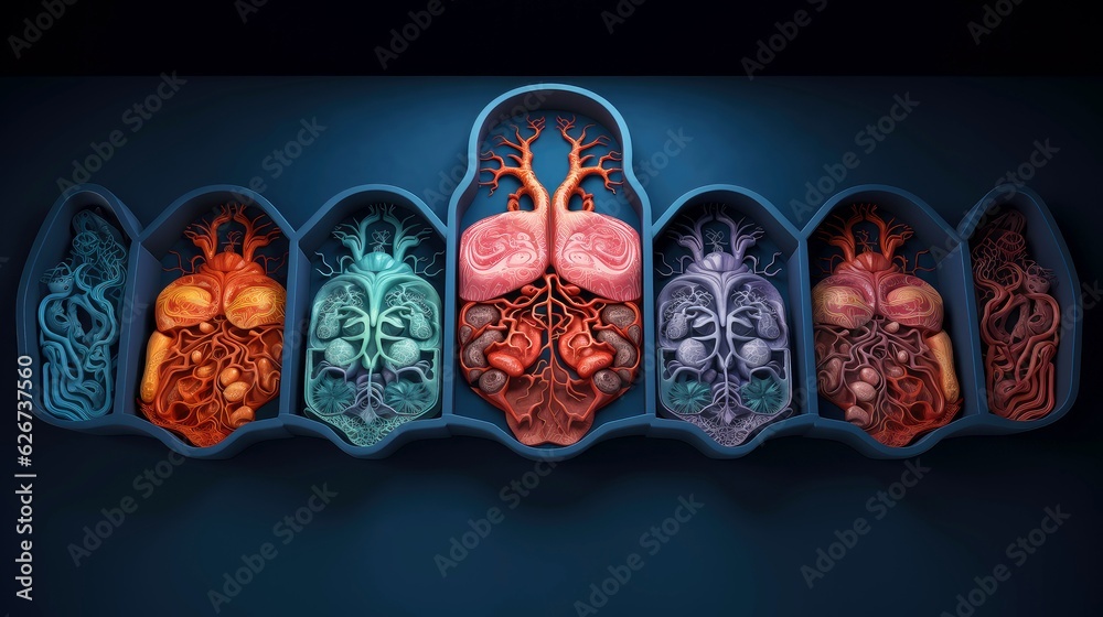3D illustration of the human organ systems, Human internal organs ...