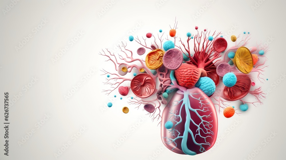 3D illustration of the human organ systems, Human internal organs ...