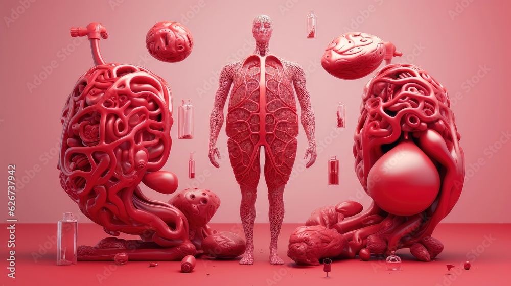 3D illustration of the human organ systems, Human internal organs ...