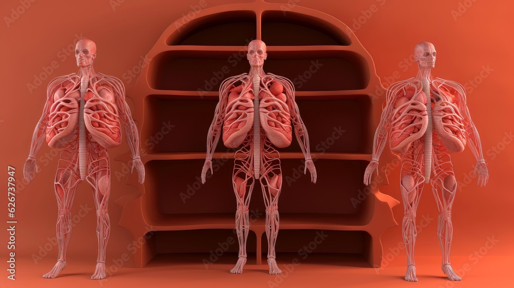 3D illustration of the human organ systems, Human internal organs ...