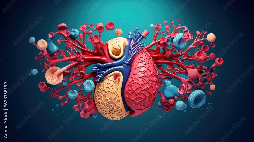 3D illustration of the human organ systems, Human internal organs ...