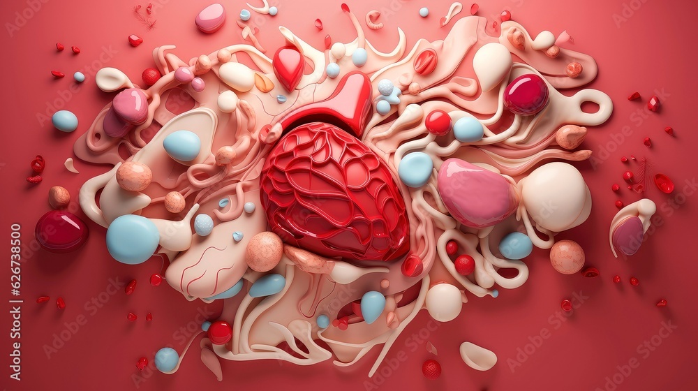 3D illustration of the human organ systems, Human internal organs ...