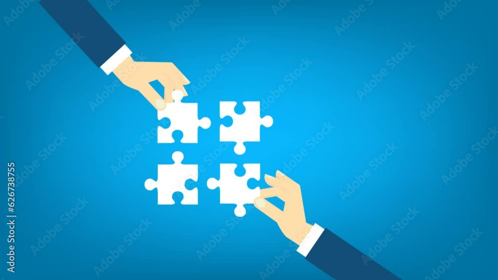 teamwork and development concept . Putting missing puzzle together ...
