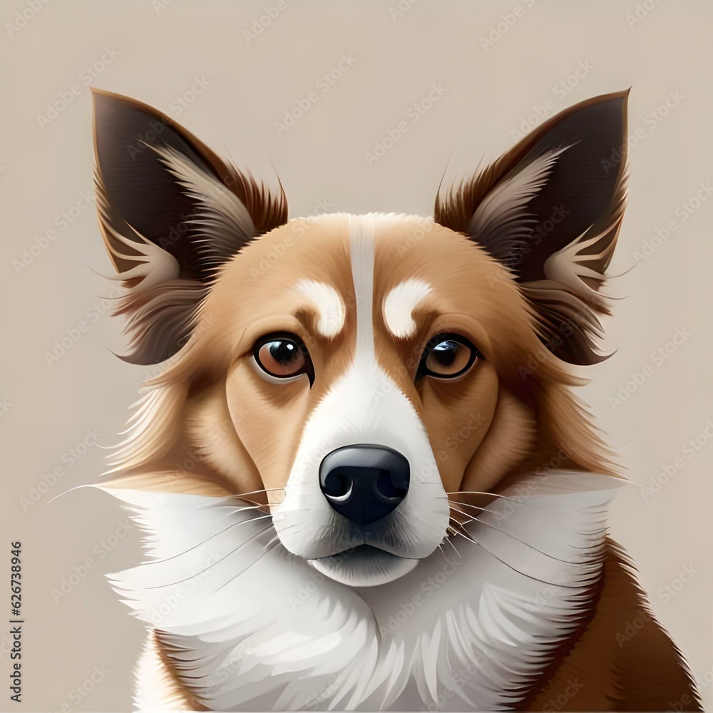 Cute Dog Illustration. Square Dimensi. Artificial Intelligence Stock ...
