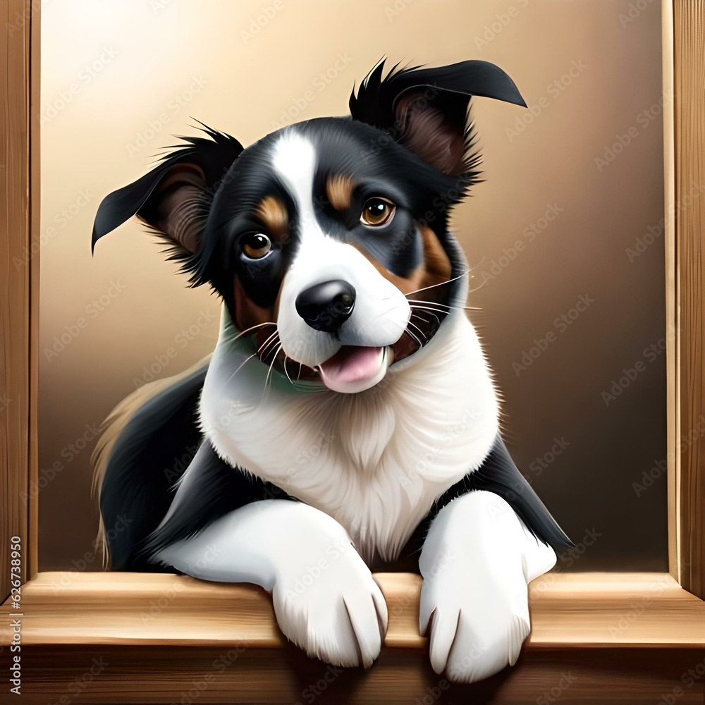 Cute Dog Illustration. Square Dimensi. Artificial Intelligence Stock ...