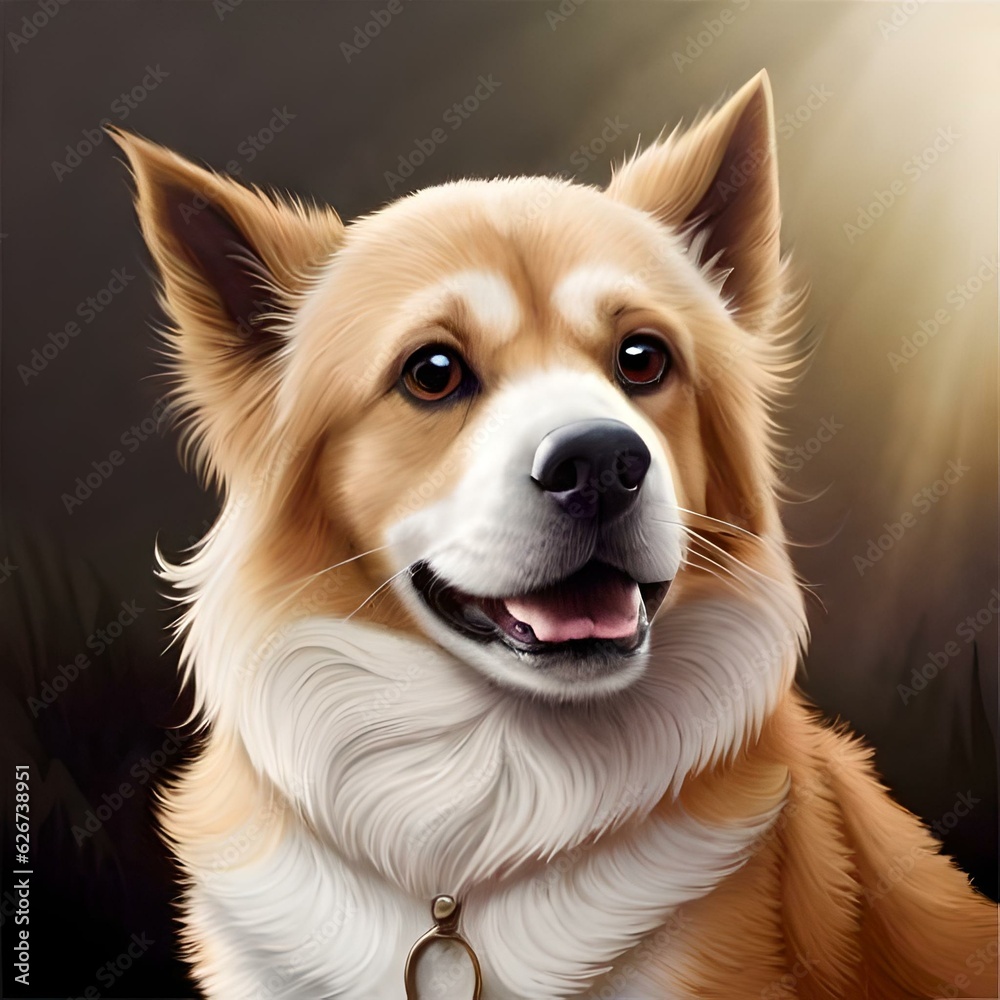 Cute Dog Illustration. Square Dimensi. Artificial Intelligence Stock ...