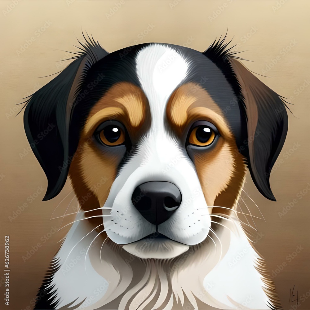 Cute Dog Illustration. Square Dimensi. Artificial Intelligence Stock ...