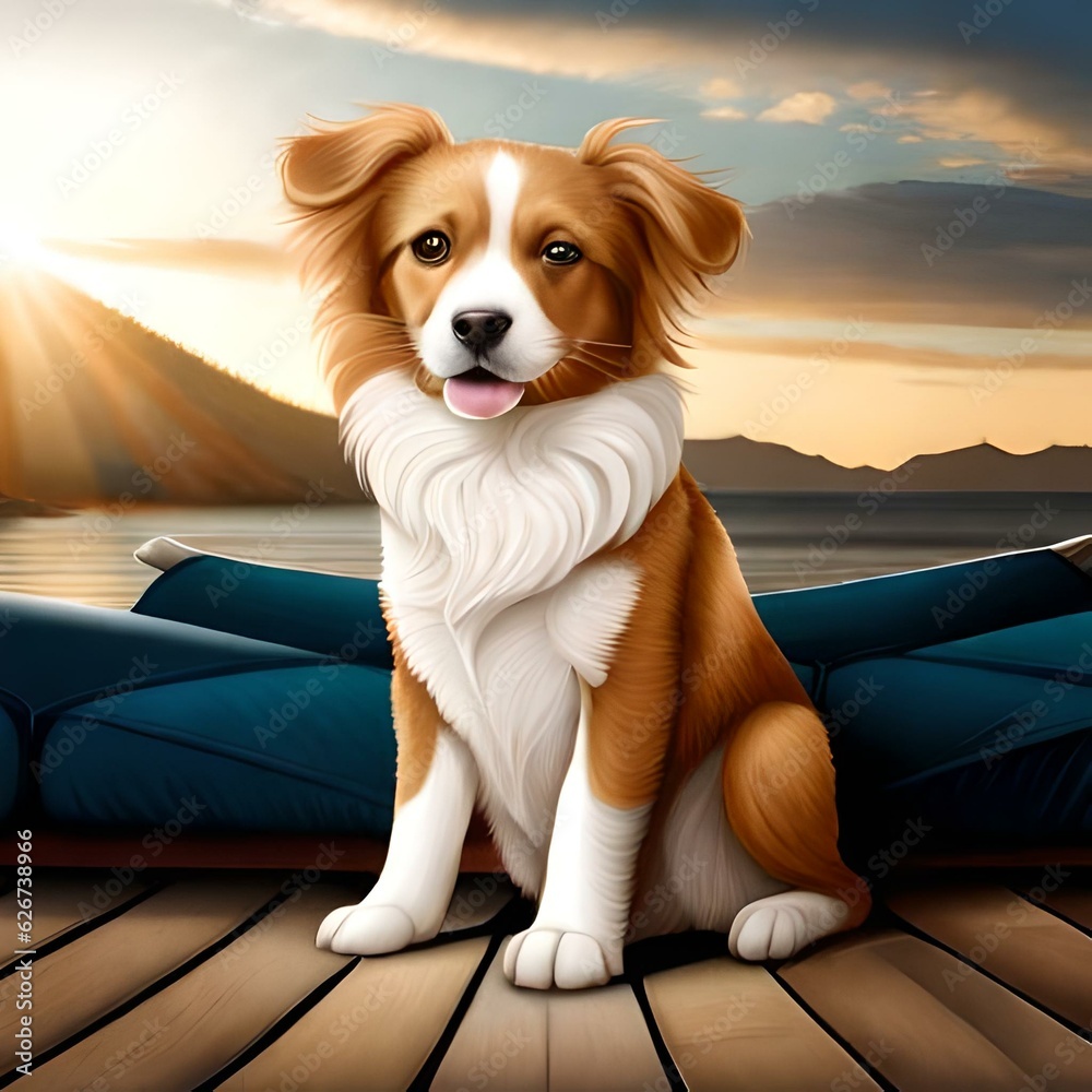 Cute Dog Illustration. Square Dimensi. Artificial Intelligence Stock ...