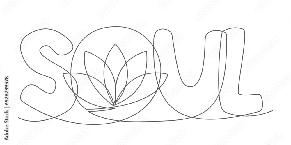 Soul One line drawing isolated on white background Stock Vector | Adobe ...