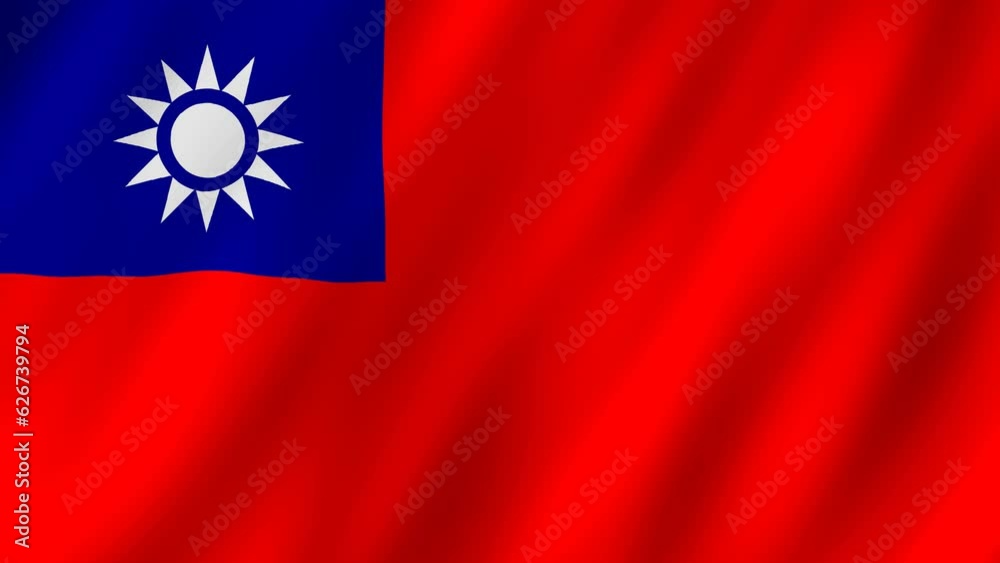 Flag of the Taiwan waving animation. looping National Taiwan flag ...