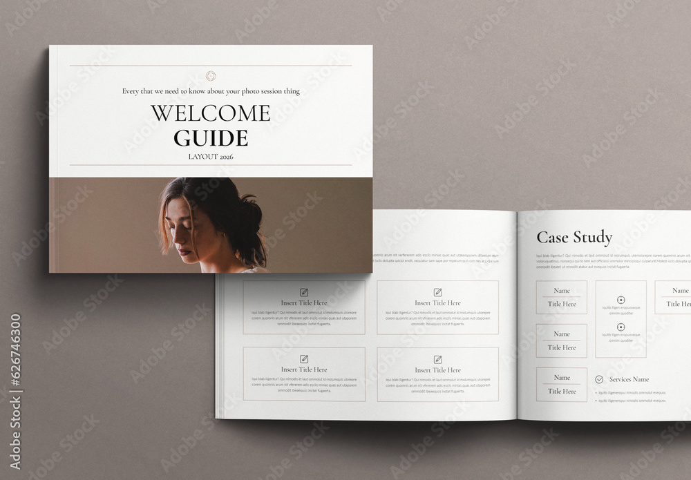 Modelo de Welcome Guide Template Magazine Layout Landscape do Stock ...