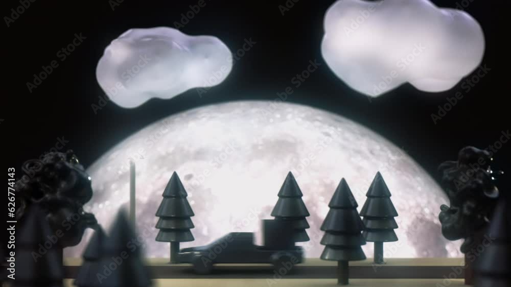 Vidéo Stock Surreal Dark Sleep Vision 3D Render. Fantasy Moon Scene ...