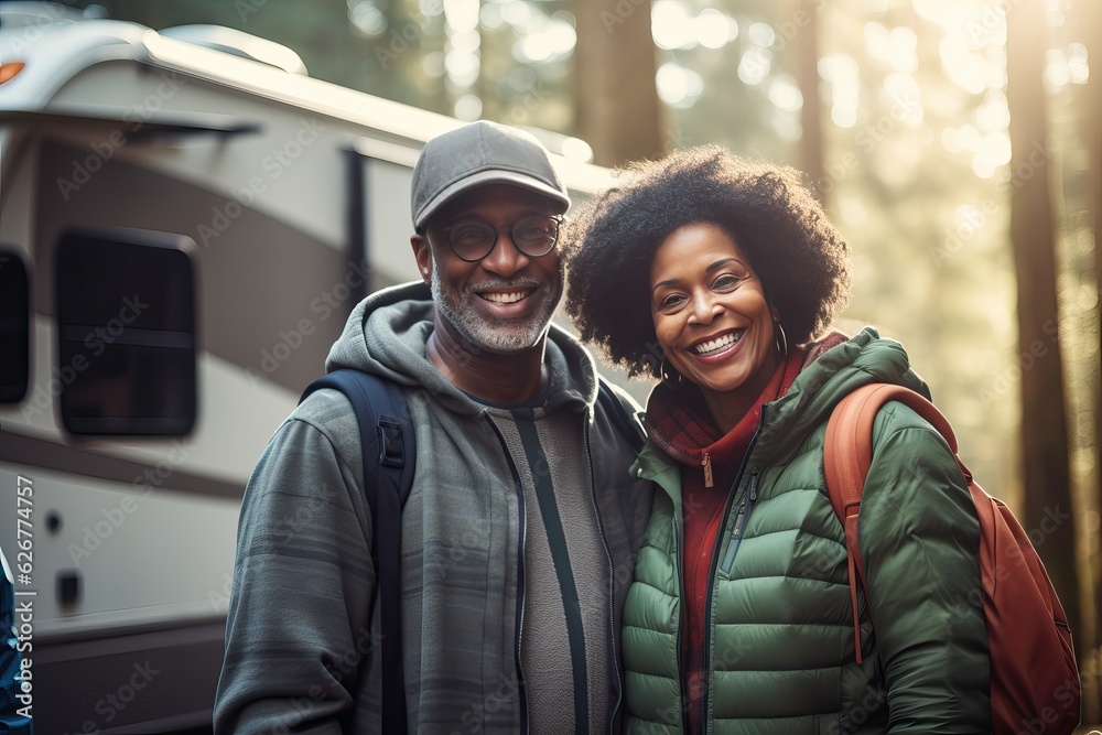 Smiling African American couple looking at camera. Middle aged couple ...