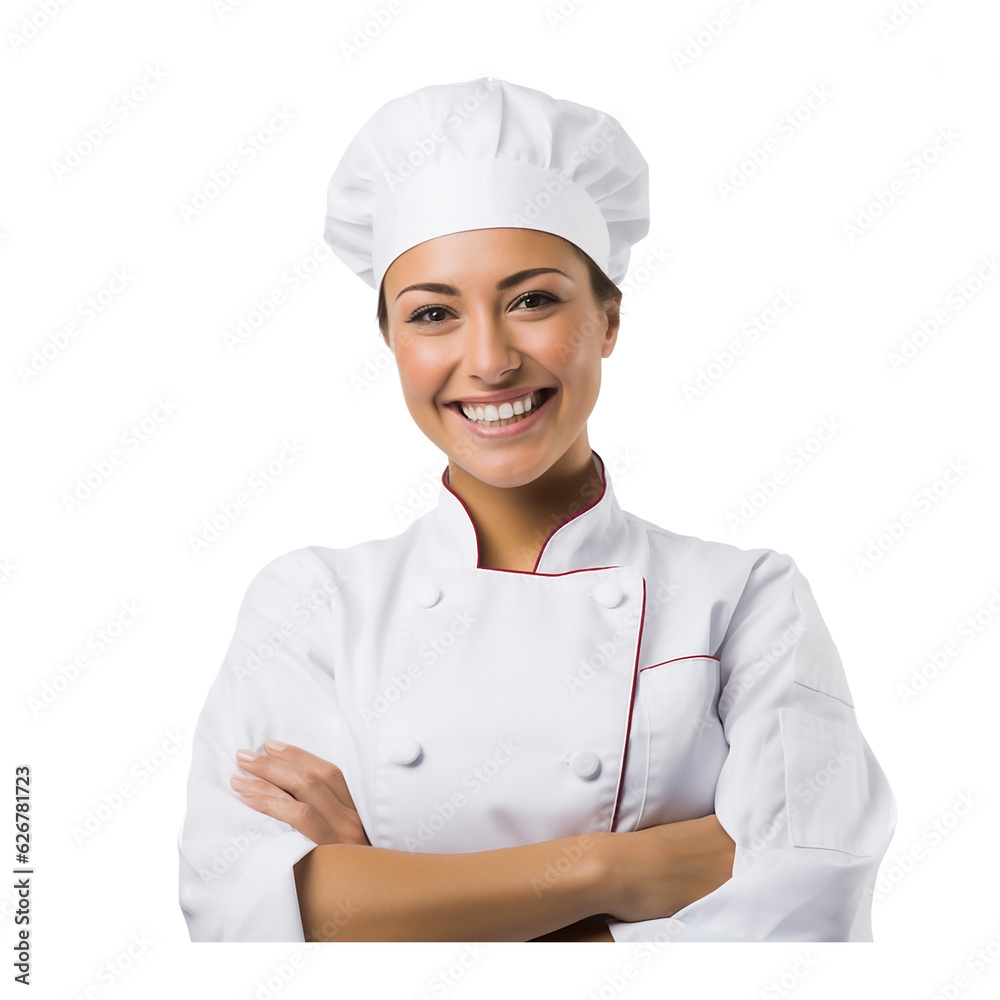 cute female chef Successful smile on transparent background (png ...