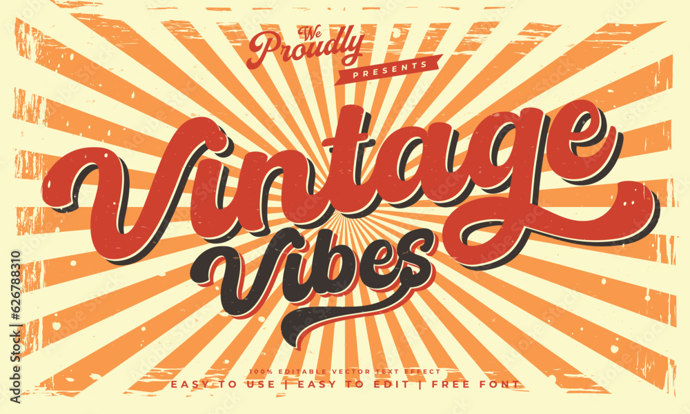 vintage retro editable text effect alphabet font typography typeface ...