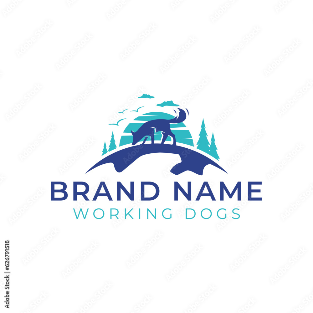 Dog logo, sniffing dog vector template, animal logo illustration ...