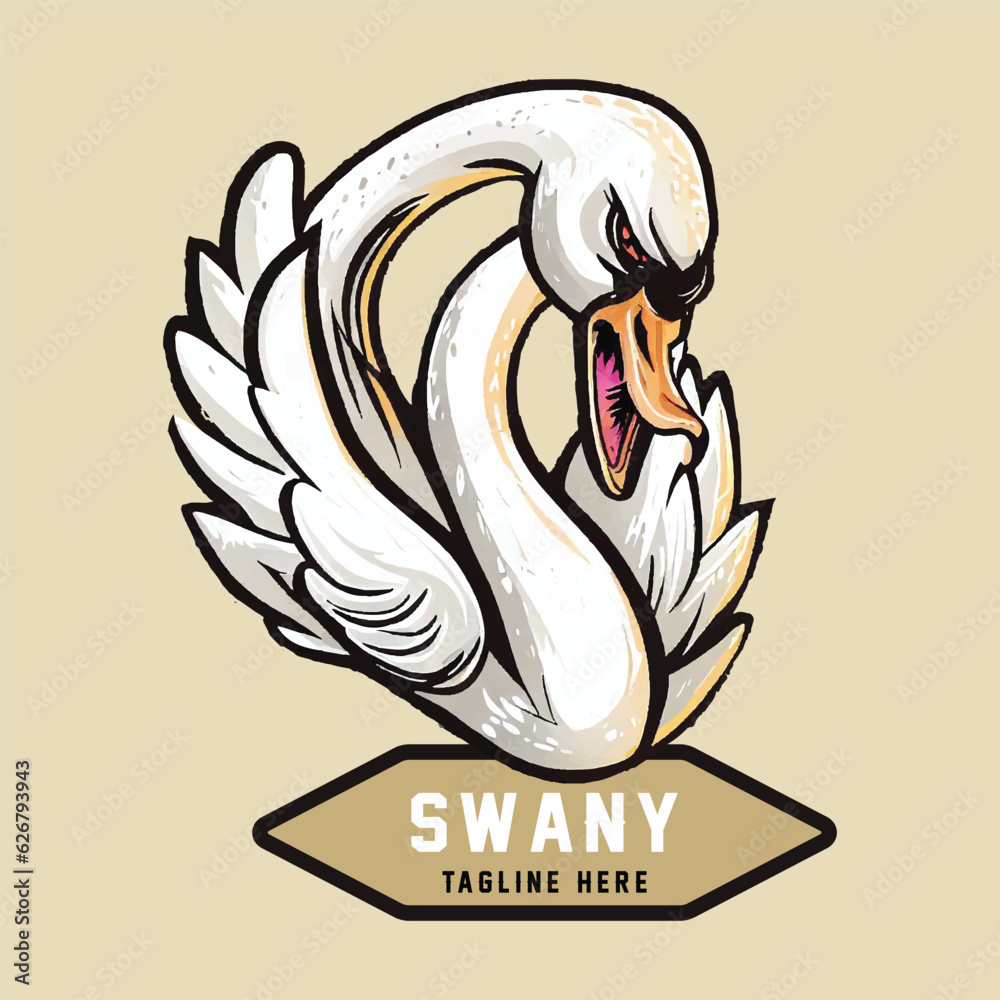 Vetor de Multipurpose Angry Realistic Vintage Style Swan E sports ...