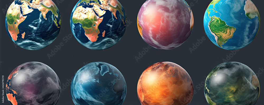 Planet earth map set. Stock Photo | Adobe Stock