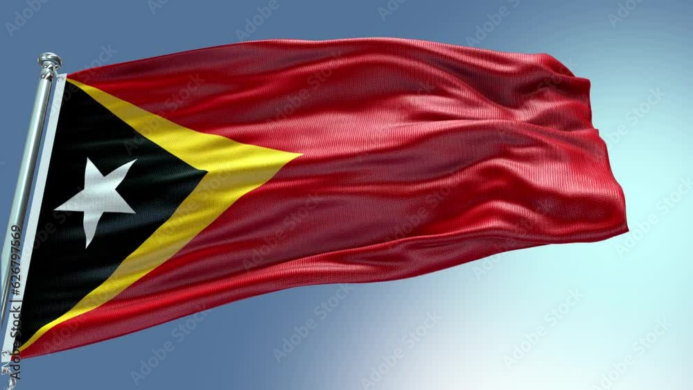 4k render Timor Leste Flag video waving in wind Timor Leste Flag Wave ...