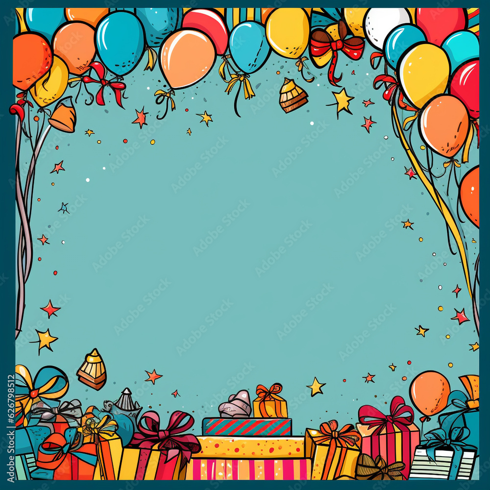 Where festivity meets creativity Birthday border design with hand-drawn ...
