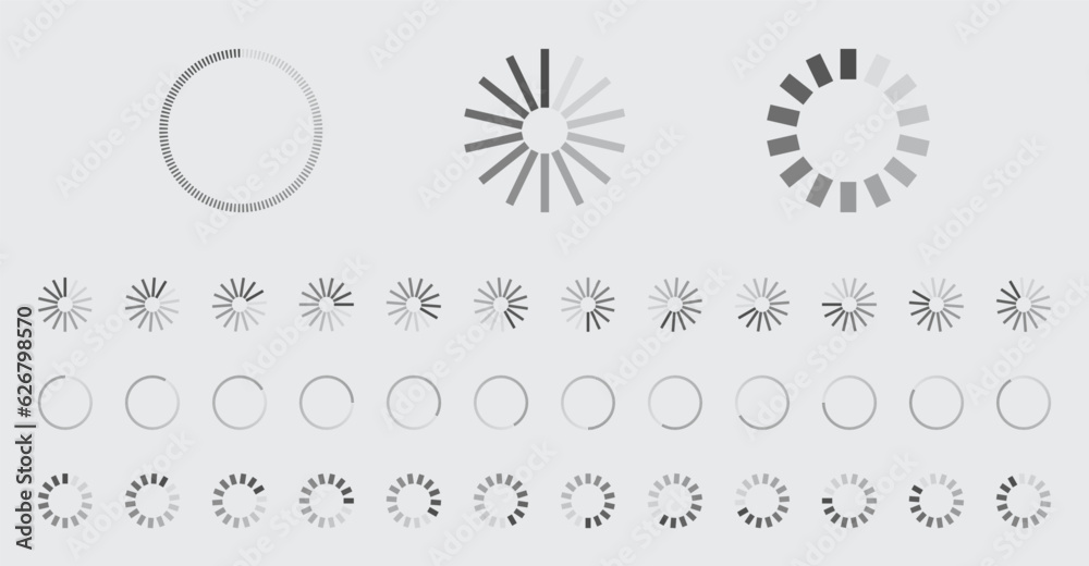 Circular Loading Buffering Icons Vector Set Video Ready for Animation ...
