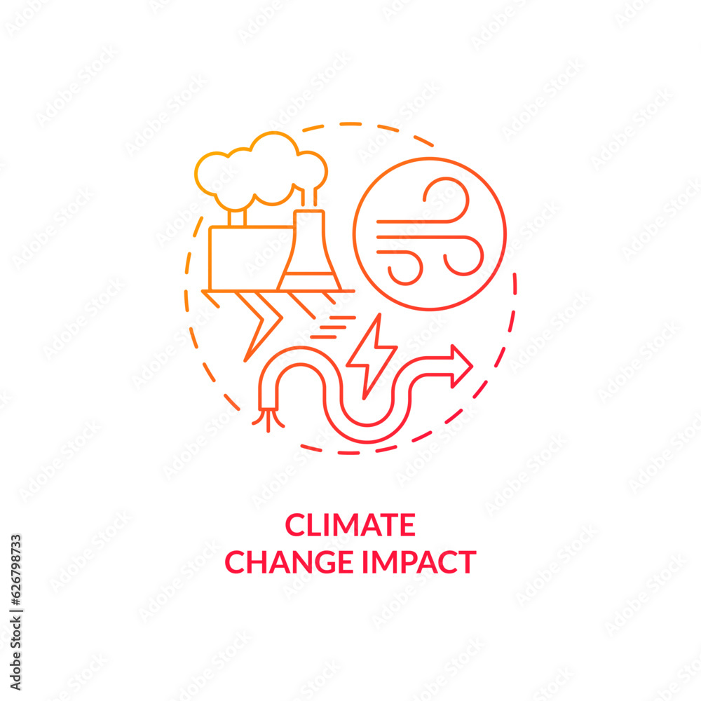Gradient climate change impact concept, isolated vector, thin line icon ...