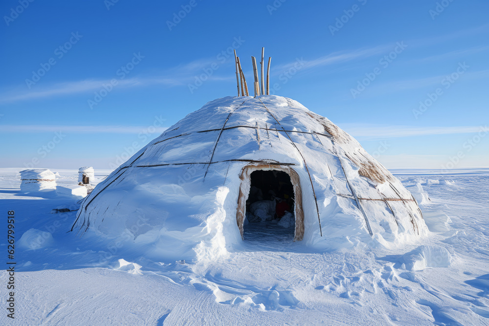 Traditional igloo, reflecting the ingenious architecture of the Inuit people in the Arctic ...