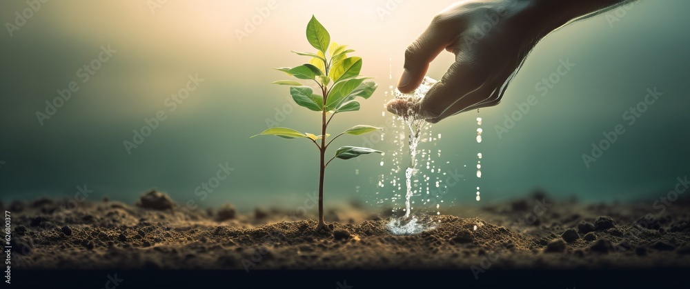 Planting the Seeds of Hope: Hand Watering a Tree for a Greener Future ...