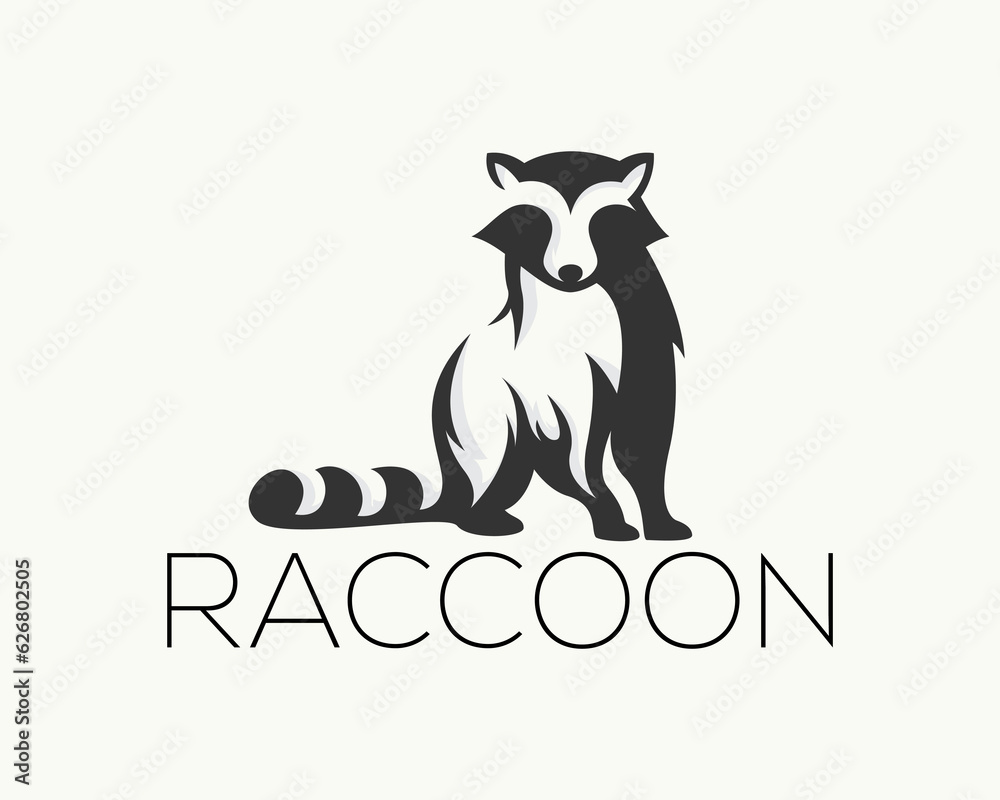 stand ready raccoon logo icon symbol design template illustration ...