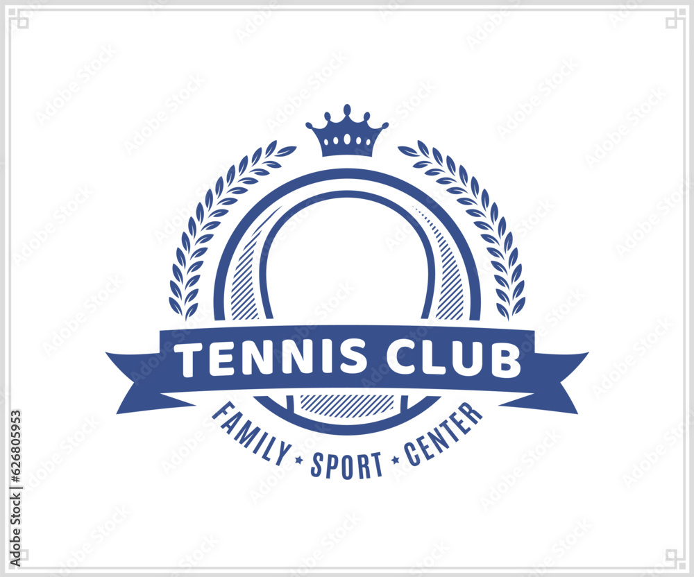 Tennis club logo. Sport label with sample text. Tennis emblem for ...