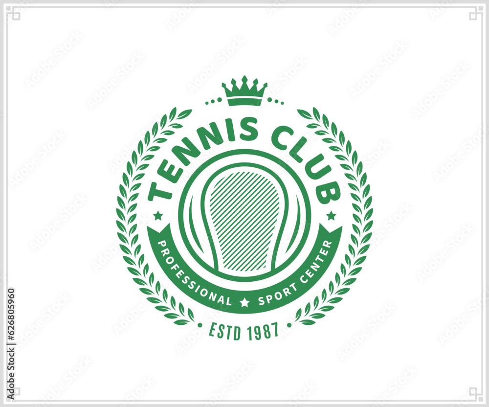 Vector tennis club logo on white background. Tennis emblem design ...