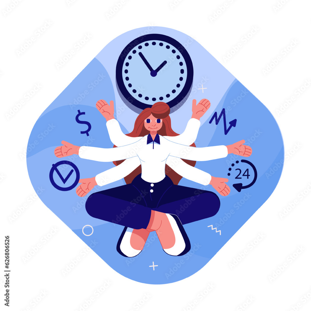 Successful worker completes tasks. Wise timing concept. Time ...