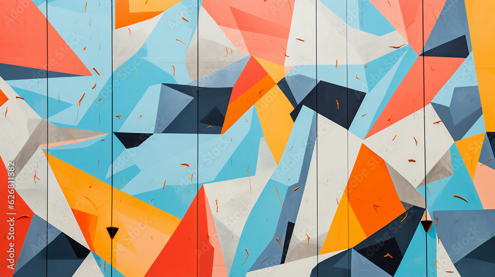 Abstract representation of a rock climbing wall, vibrant colors ...