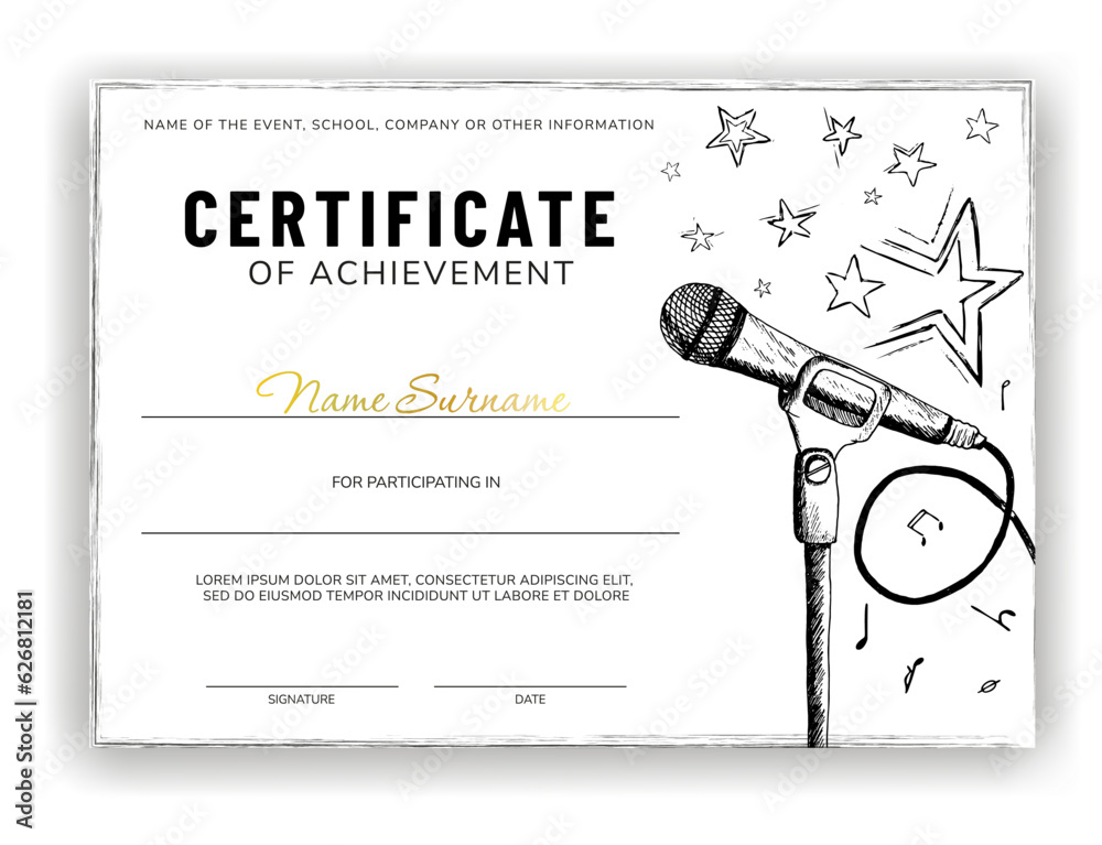 Best singer certificate template for singing, song or music event ...