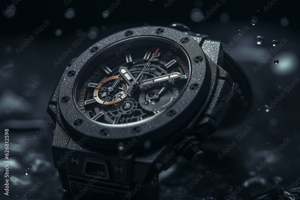A Hublot watch prominently displayed on a white background. Generative ...
