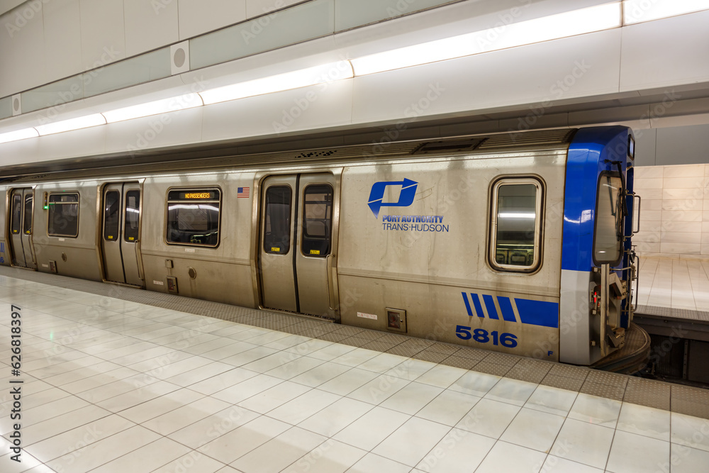 PATH Port Authority Trans-Hudson commuter train public transport at ...