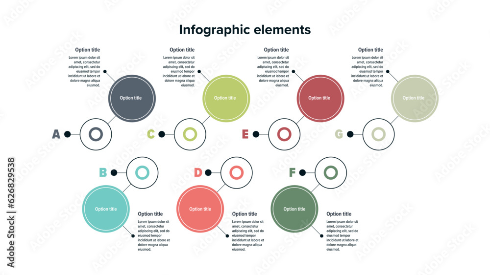 Business process chart infographics with 7 step circles. Round workflow ...