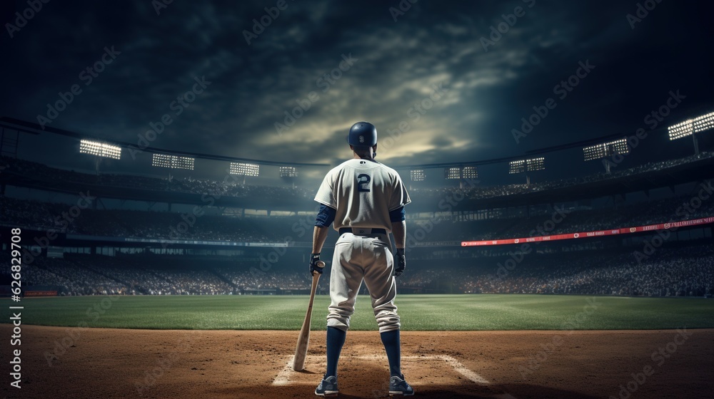Generative AI, Professional baseball player holding bat on sport ...