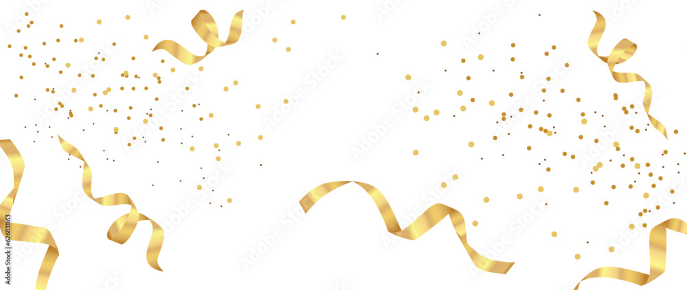 Golden ribbon falling from side background vector. Abstract vibrant ...