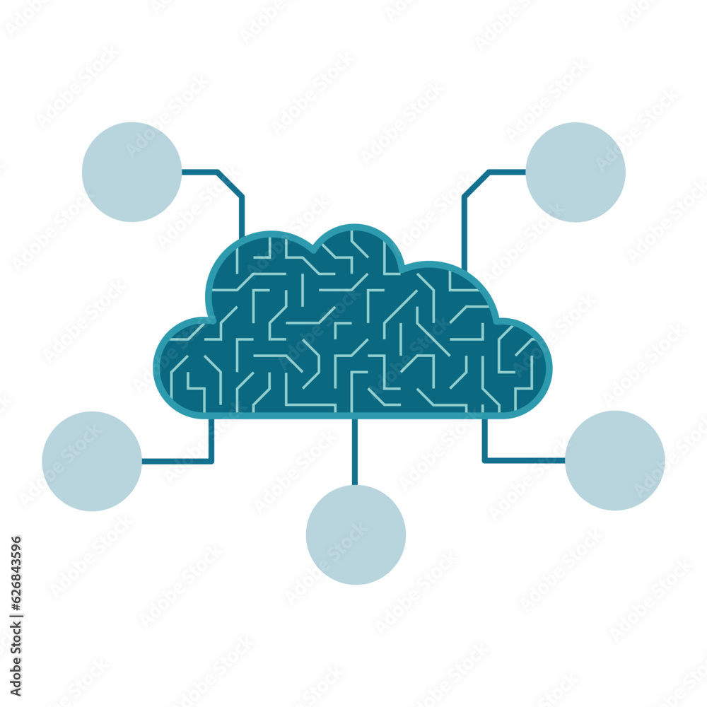 Dark green cloud connected with points infographic chart design ...